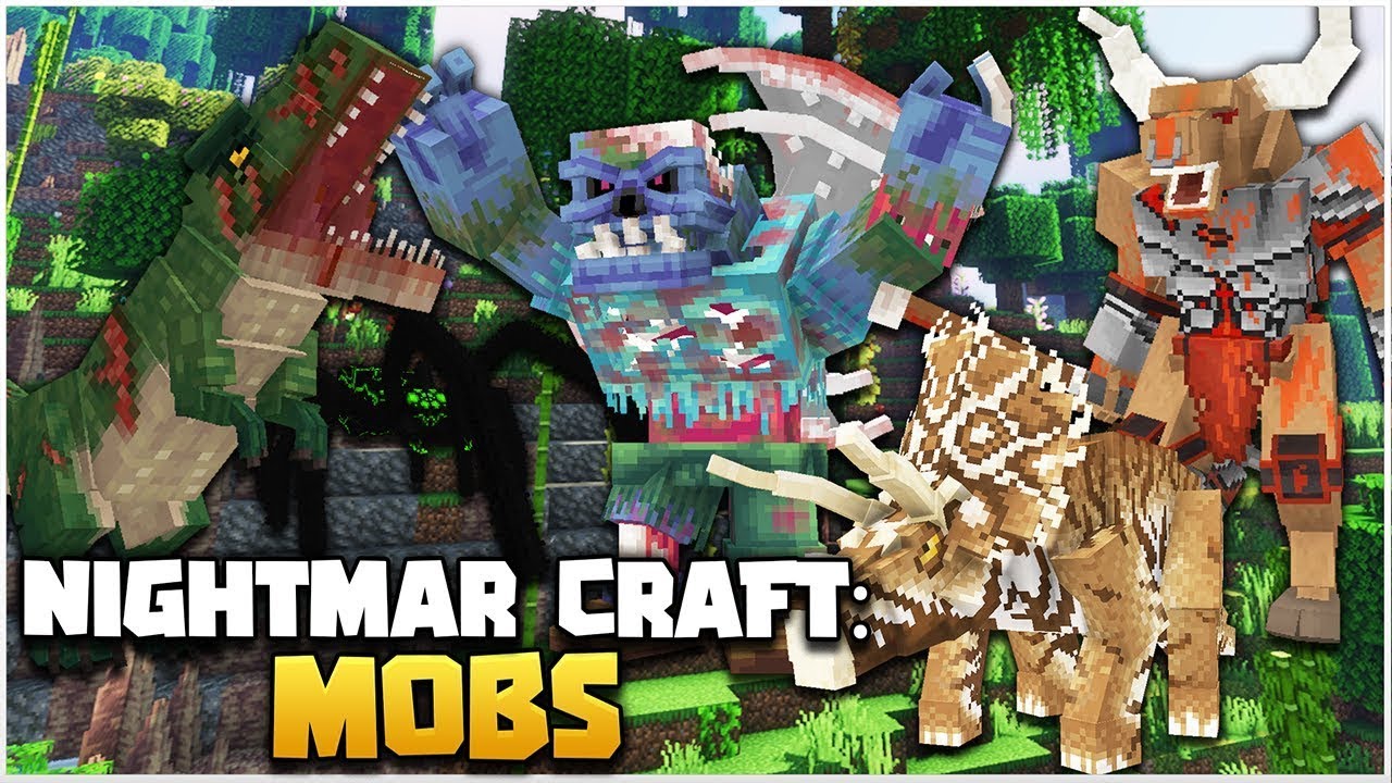 Minecraft Tutorial MODS NIGHTMARE CRAFT:MOBS | MINOTAURO, DINOSSAUROS E ...