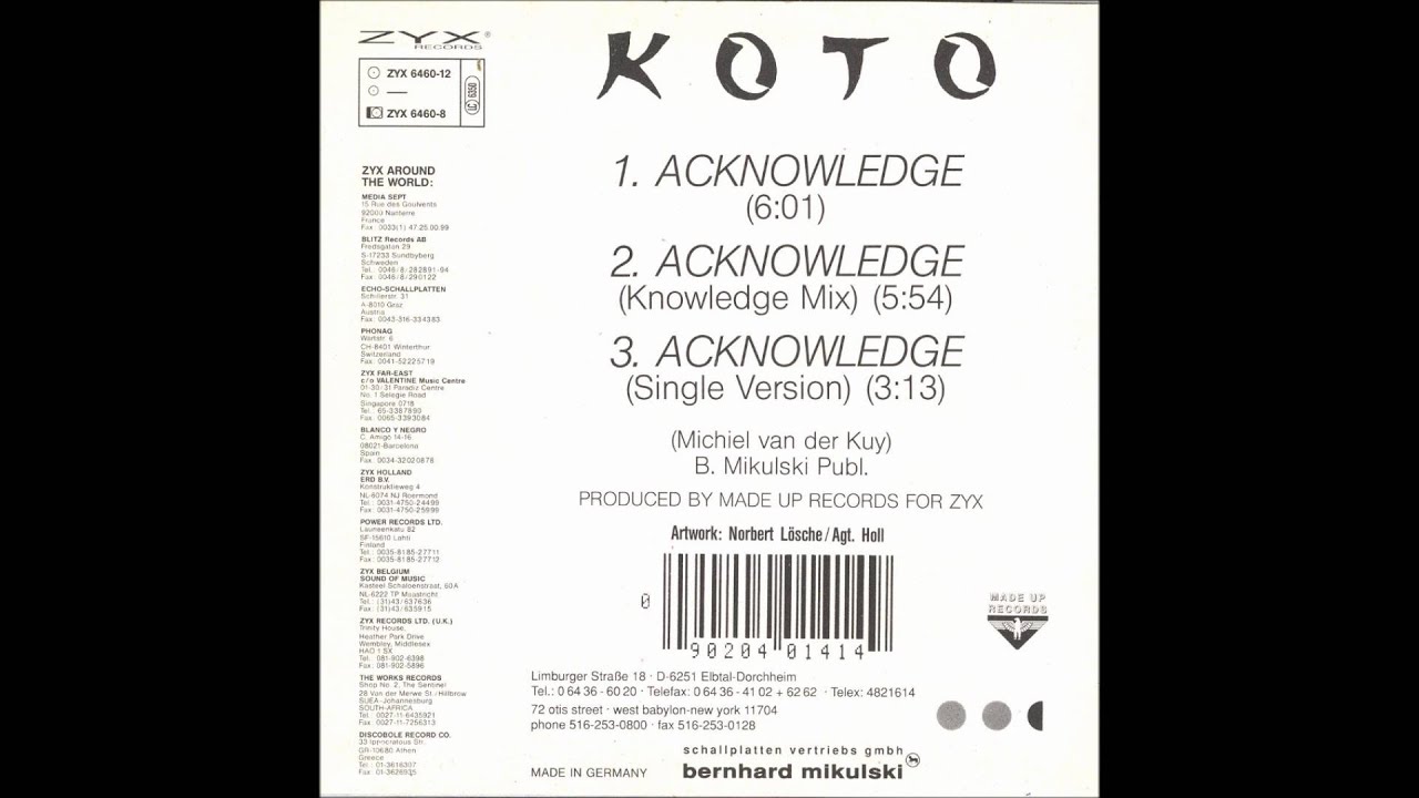 Koto - Acknowledge (Knowledge Mix) (1990) - YouTube