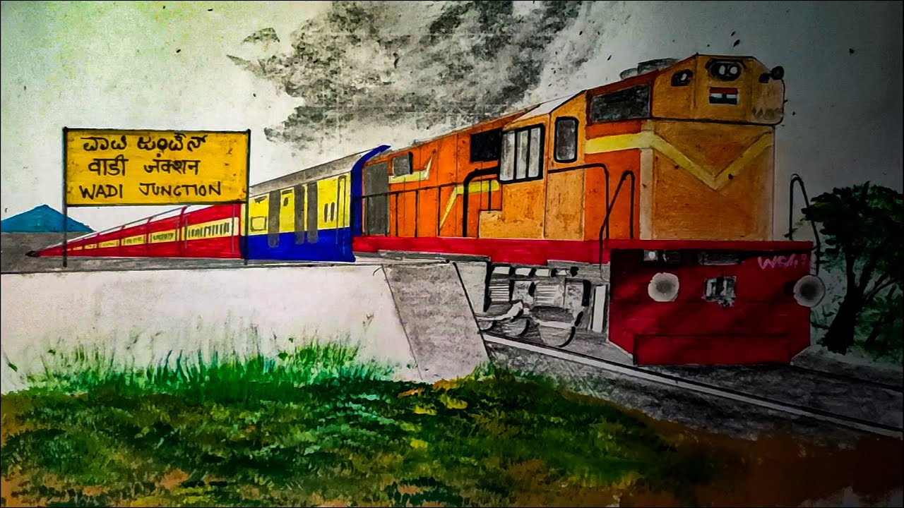 WDG 3a with ICF Rajdhani Rake at Wadi Jn | Indian Railways Sketch - YouTube