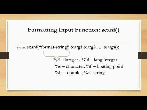 Formatting Input and Output Functions- TAMIL - YouTube
