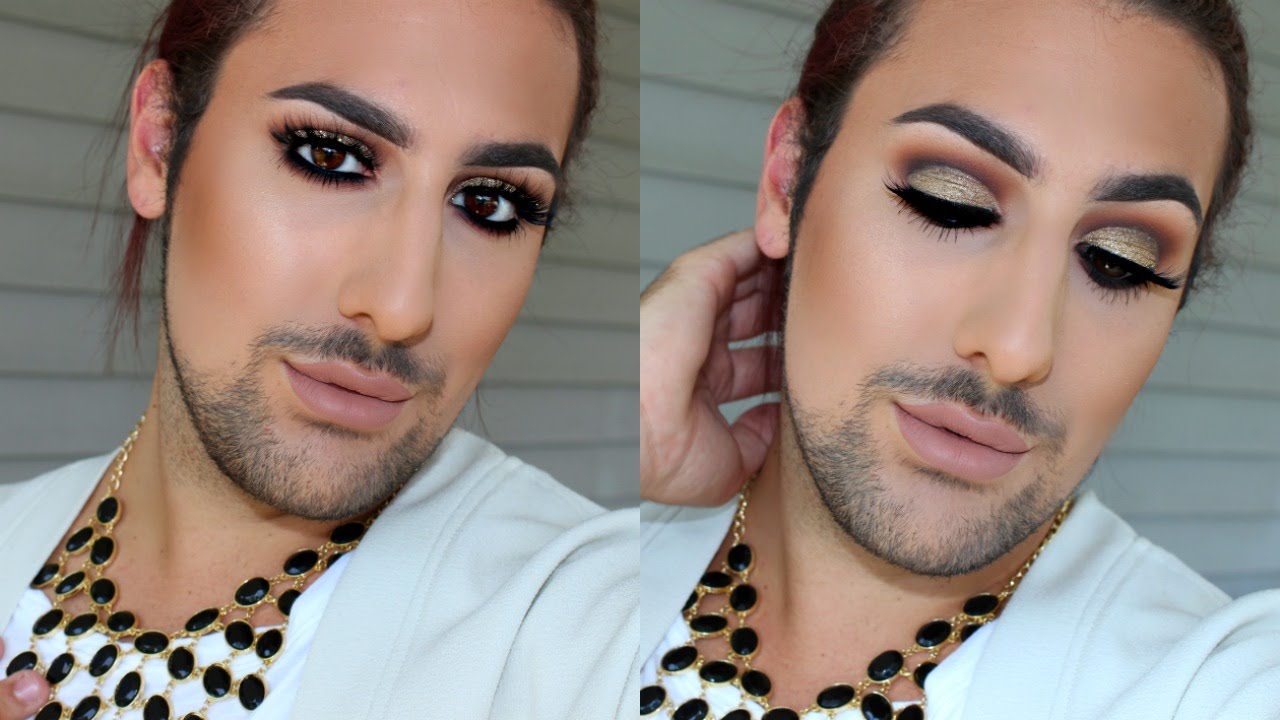 GOLD Glitter Cut Crease Makeup Tutorial | Brandon Nitti - YouTube