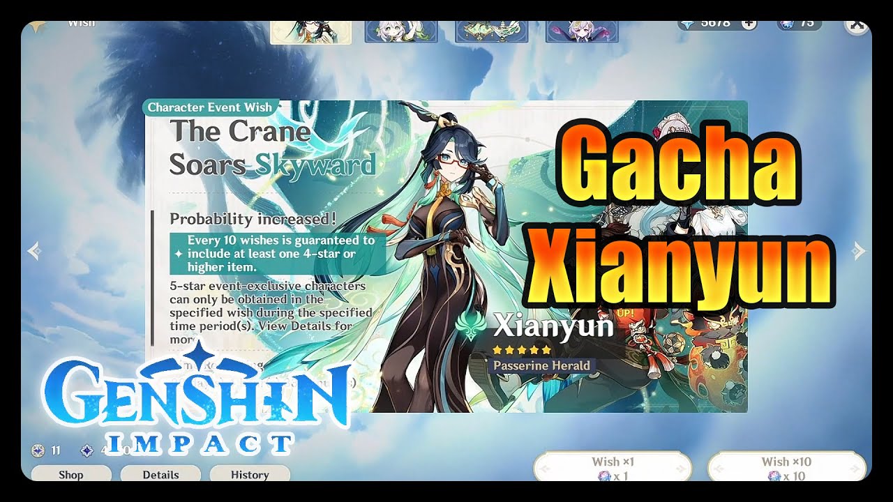 F2P try pull Xianyun banner - GENSHIN IMPACT 4.4 - YouTube