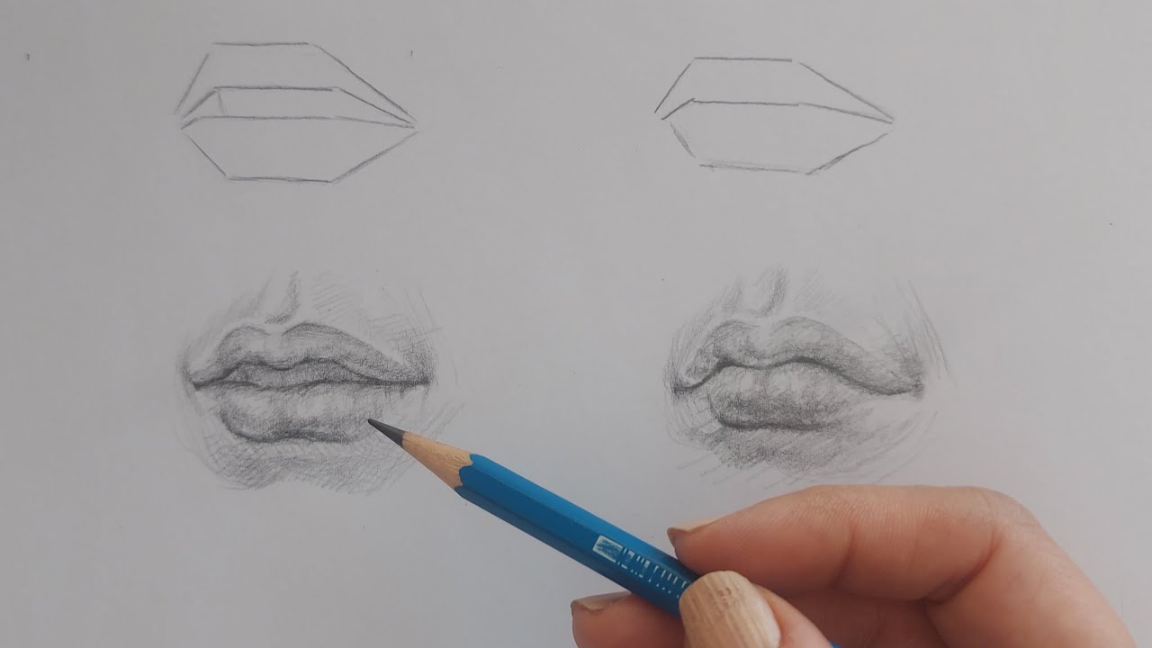 How to Draw Lips in short time| Lips Sketching Using Basic Shapes ...