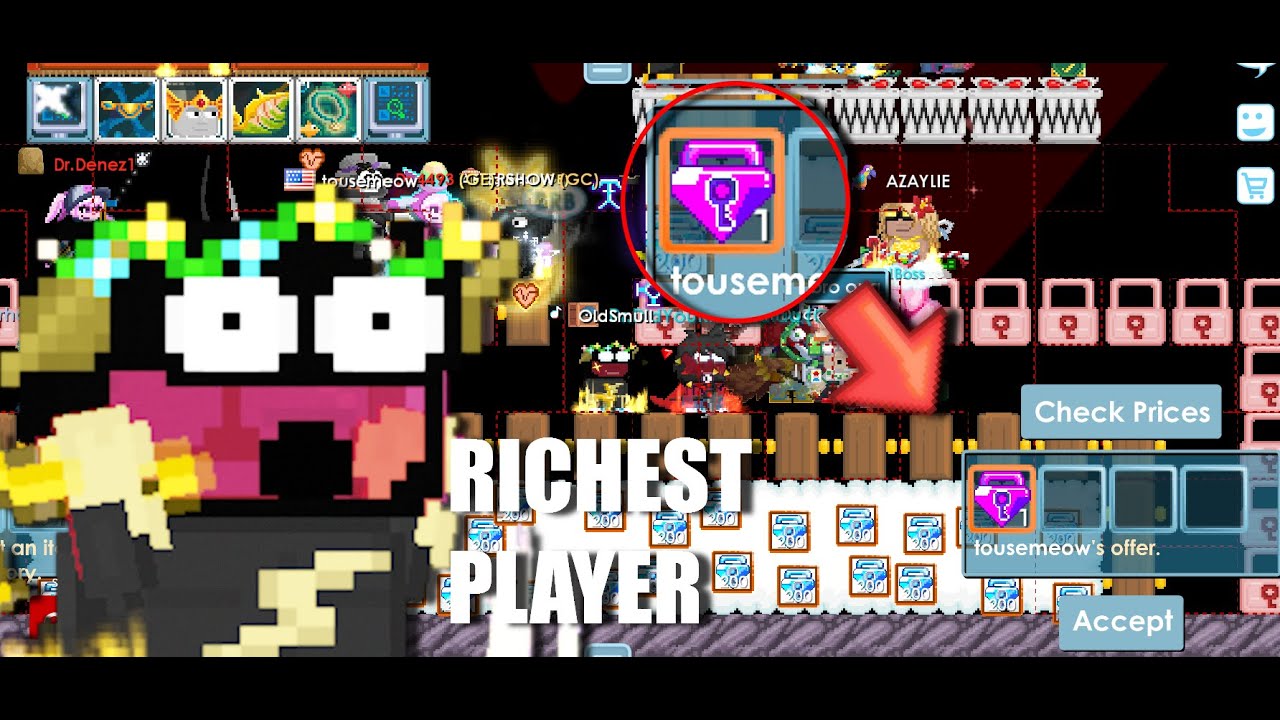 Growtopia | Richest Player ?! (6.4k bgls) A new 100 bgl lock soon ...