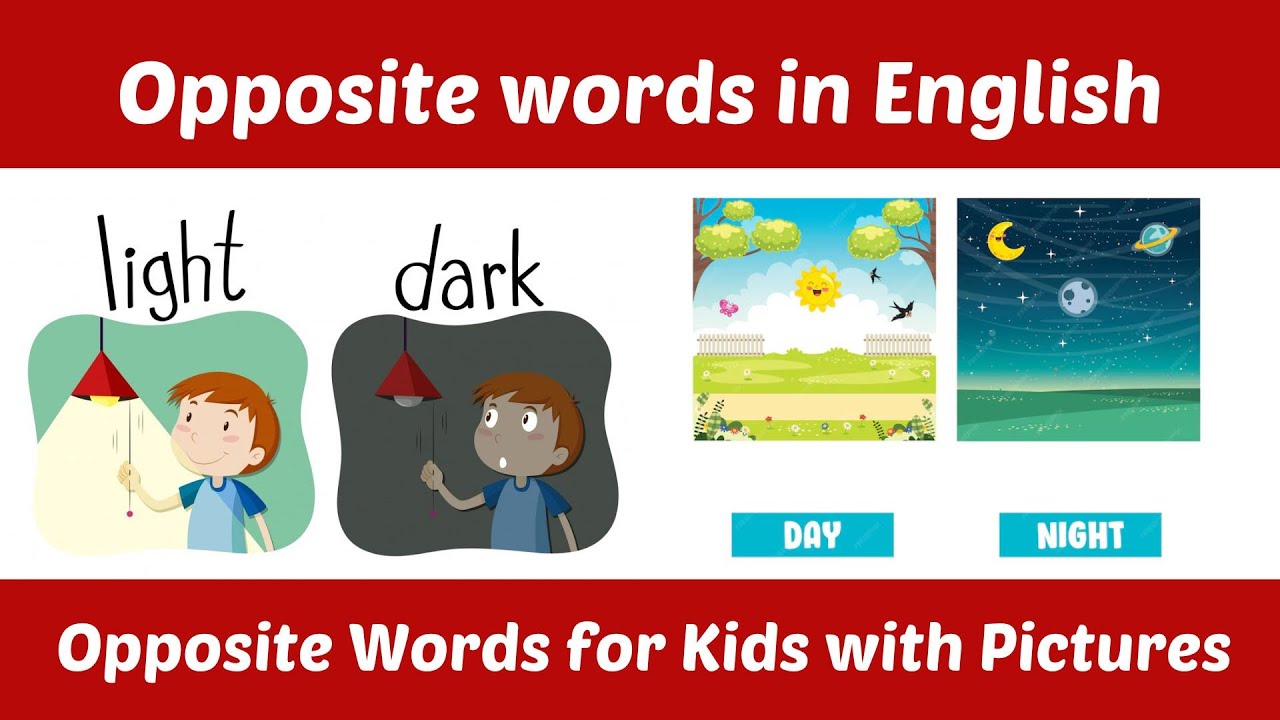 Opposite Words for Kids with Pictures in English | preschool learning ...