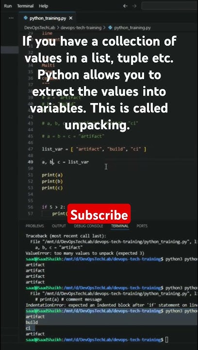 python unpack a collection #devops #python #coding #code #programming - YouTube