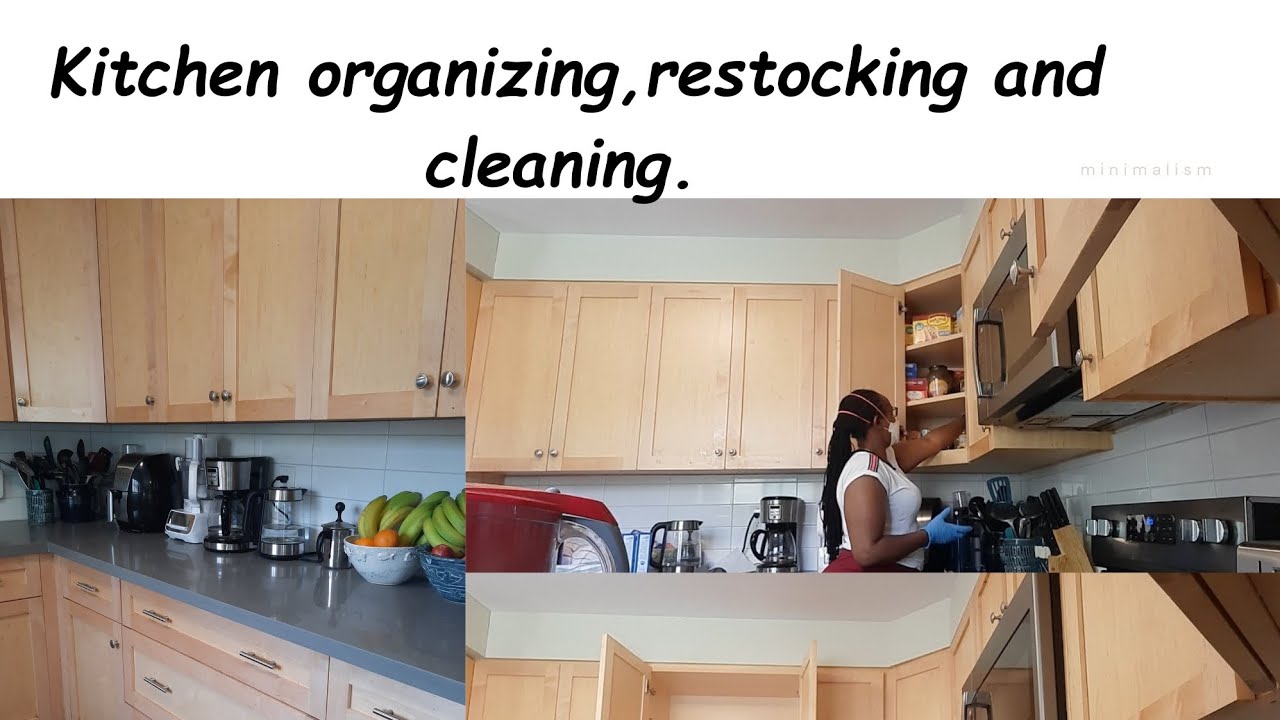 Kitchen organizing, restocking, and cleaning - YouTube