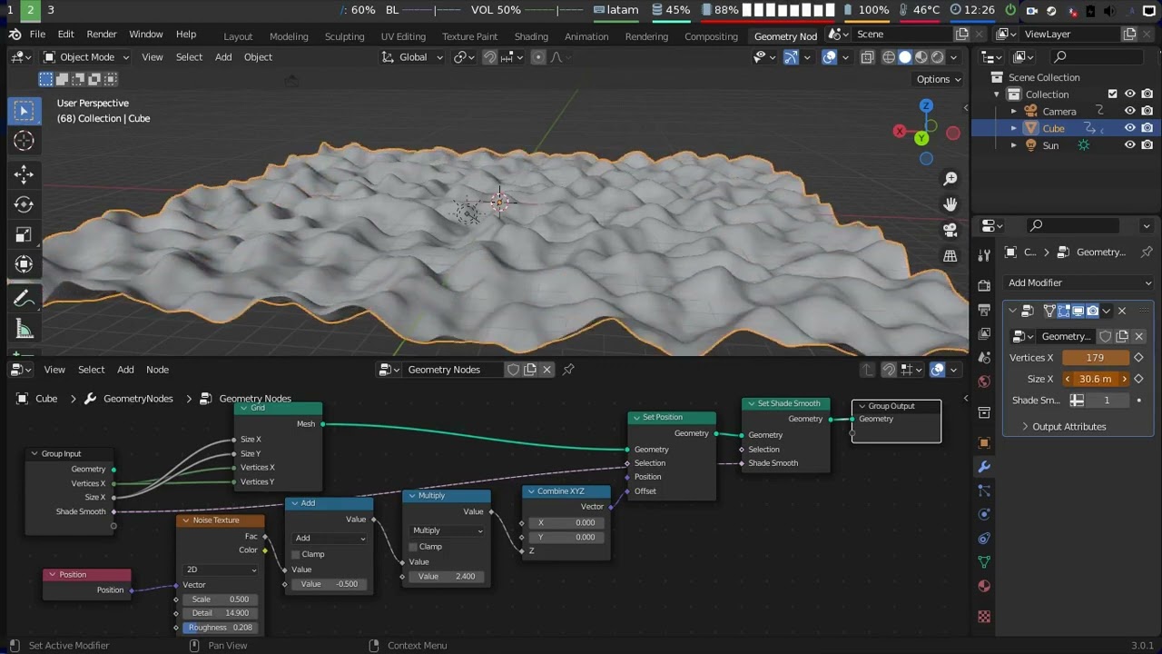 Blender Geometry Nodes Noise Terrain Youtube