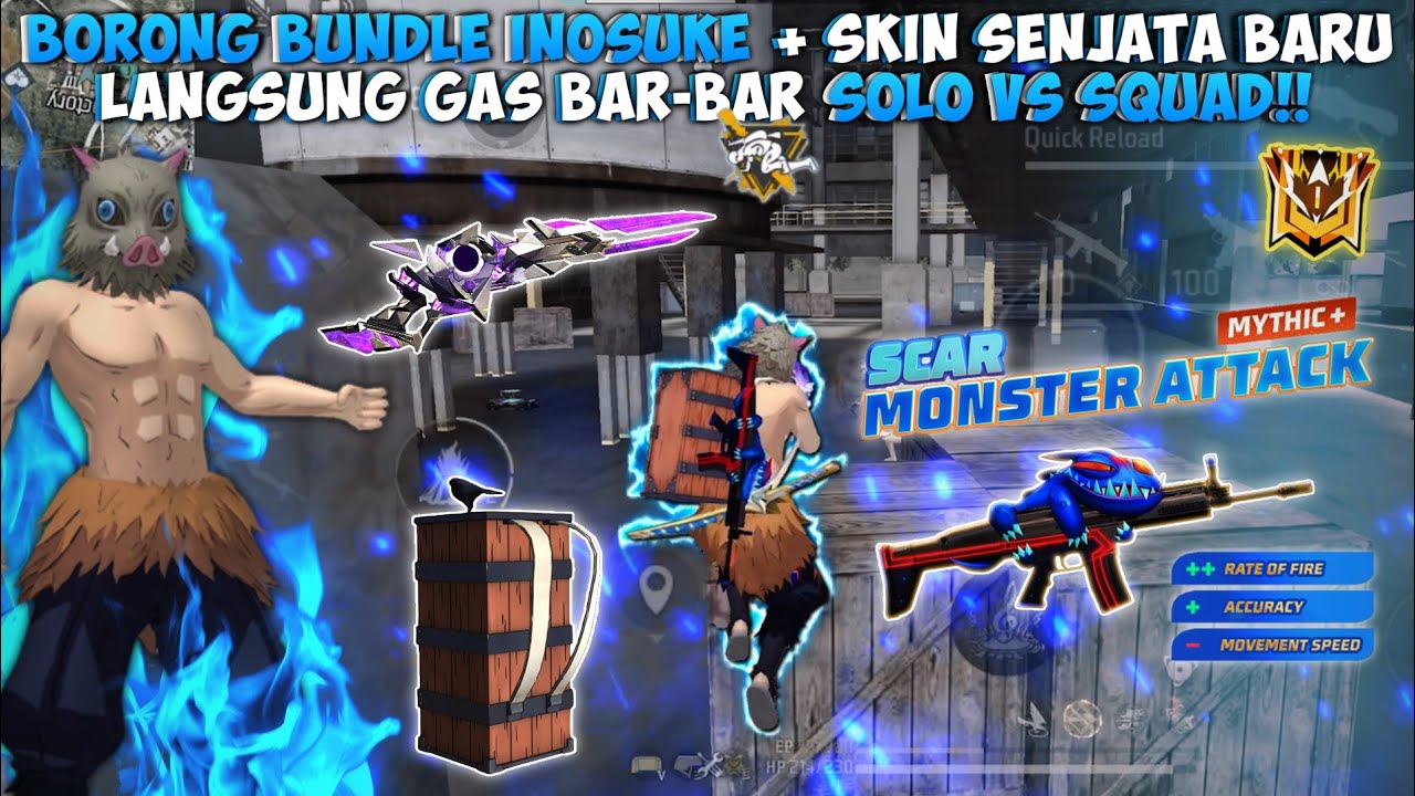 SOLO VS SQUAD PAKE BUNDLE INOSUKE + SKIN SCAR TERBARU!! AUTO 20 KILL ...