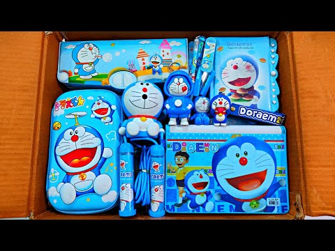 Unboxing Showing Doraemon Stationery 📚, Doraemon Pencil box, Notebook, Pouch, Sharpener, Pencil, Pen