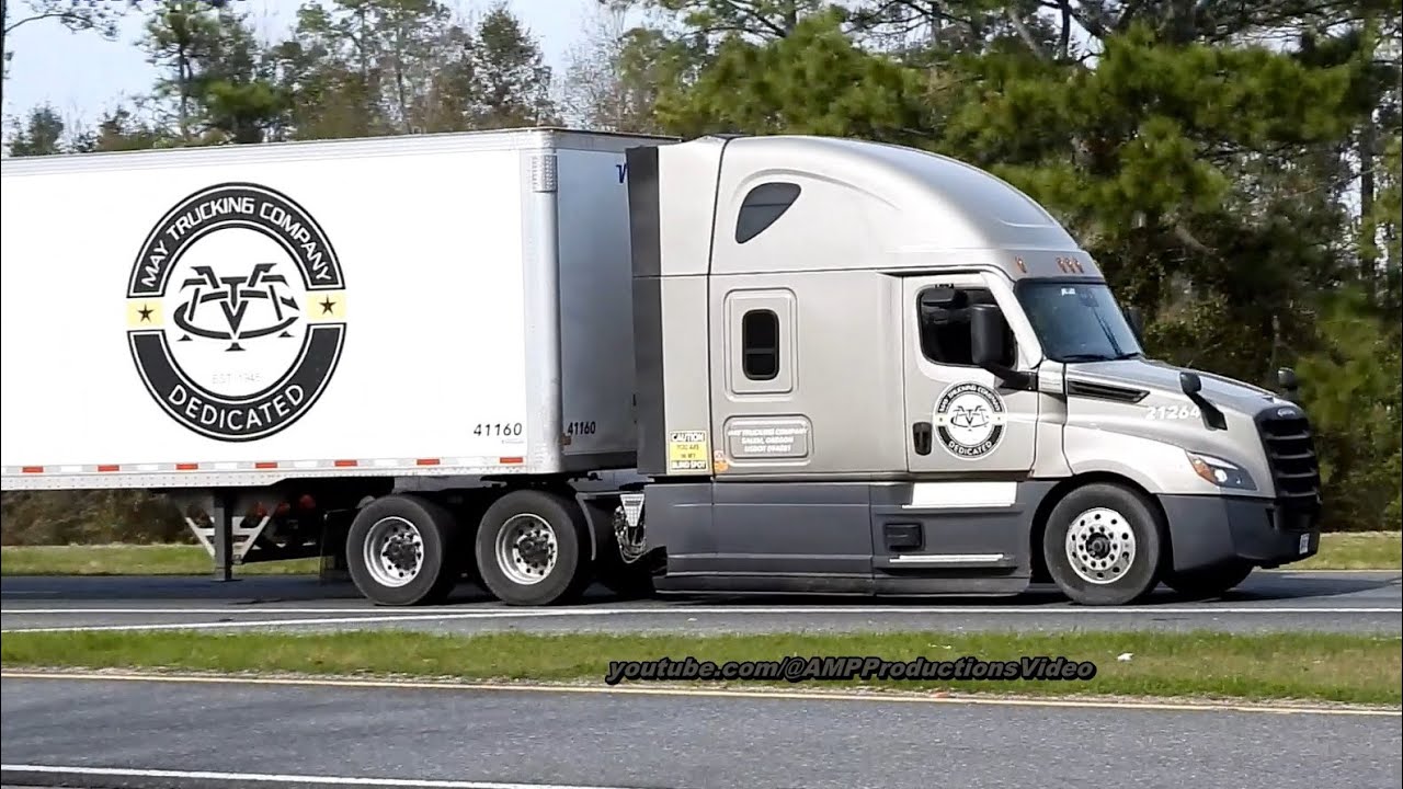 Gray Freightliner Cascadia May Trucking | Truckspotting 21024 - YouTube