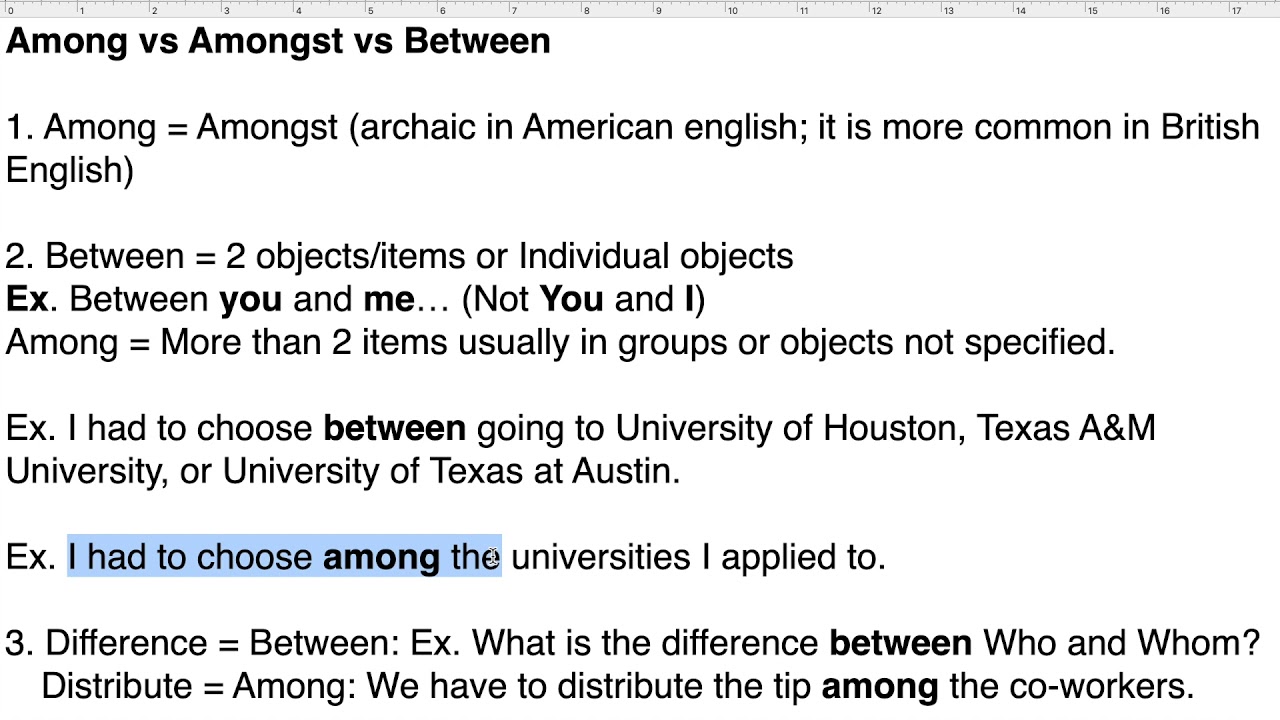 Among vs Amongst vs Between: As diferenças que existem - YouTube