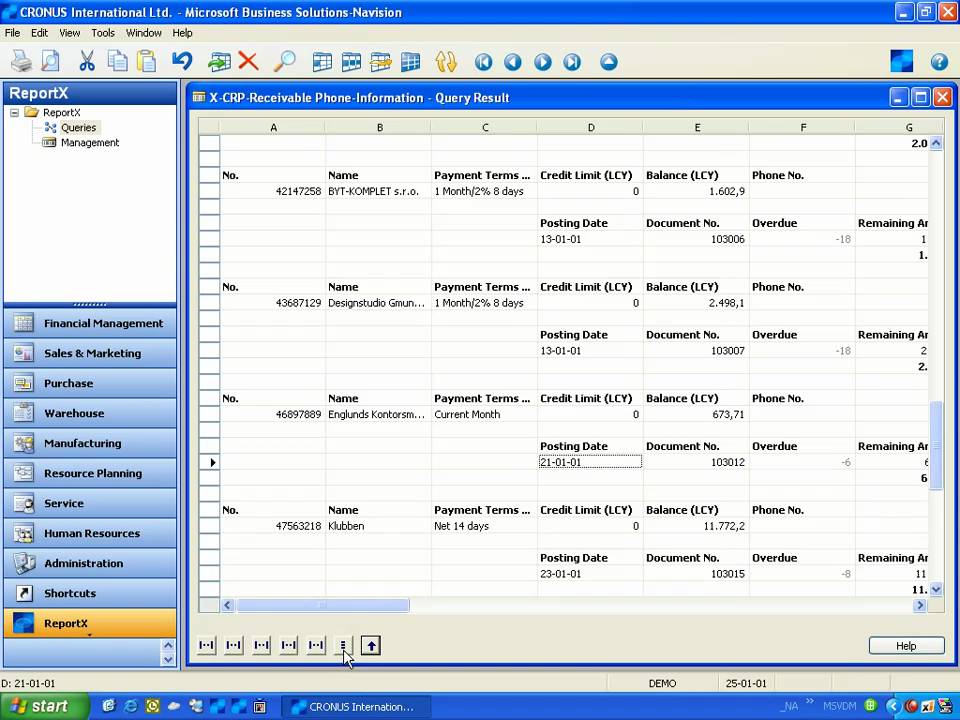 X-CRP, Export Navision data to Excel - YouTube