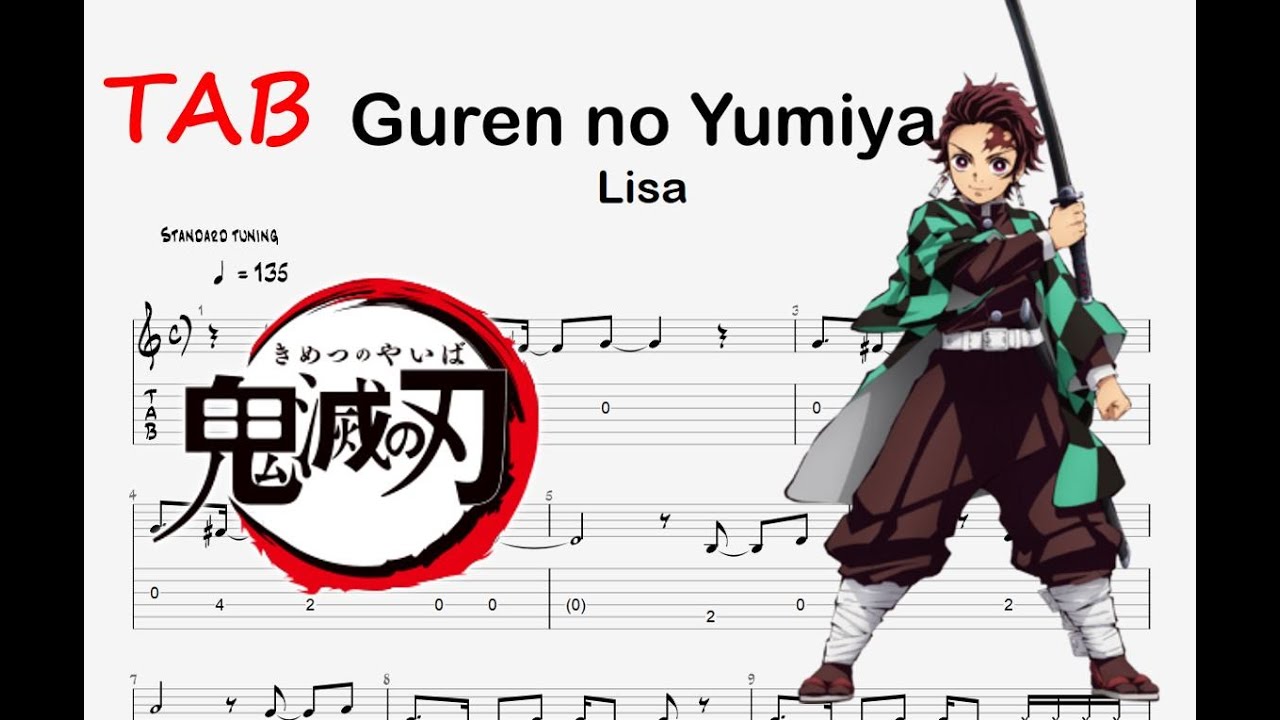 【TAB】(Demon Slayer OP1) Lisa - Gurenge / guitar tutorial / piano sheet ...