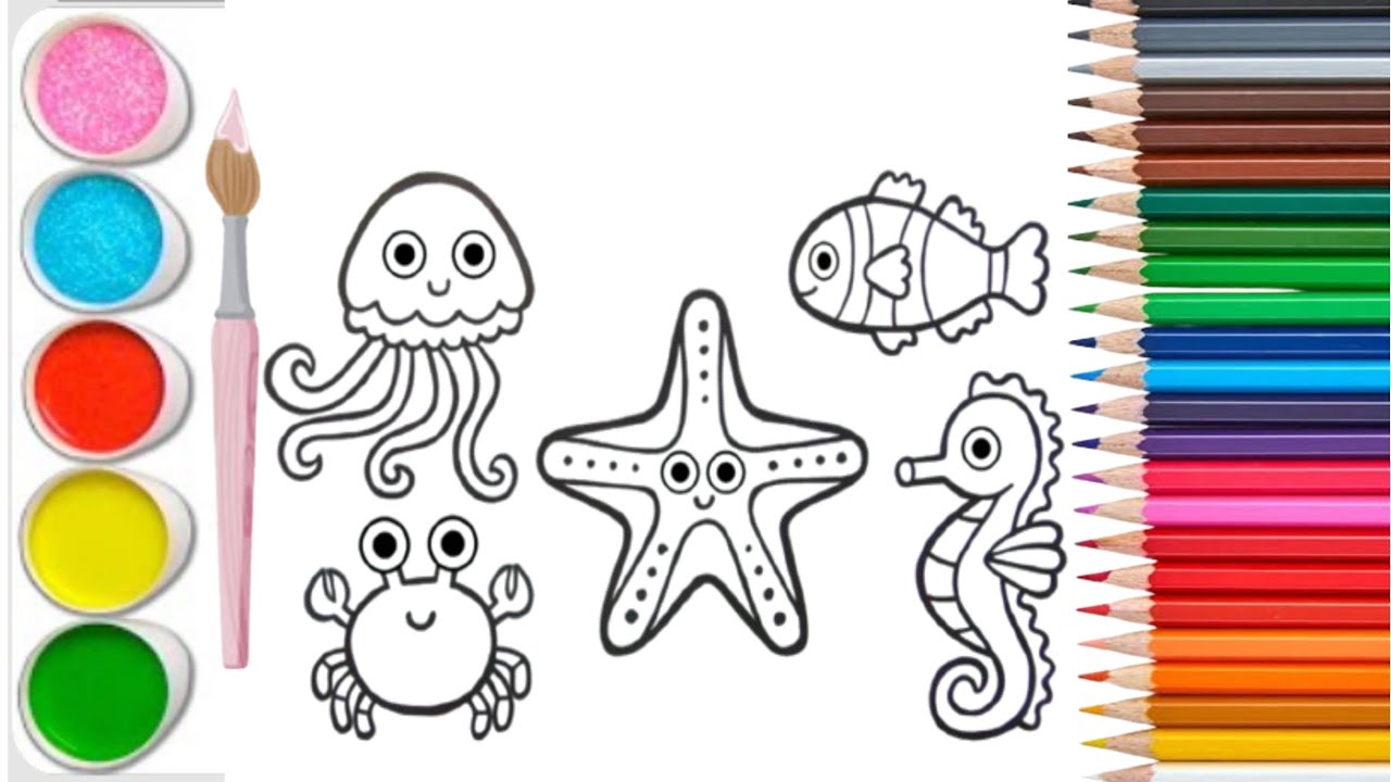 How to draw sea animals/ Easy drawing/simple drawing ideas for ...