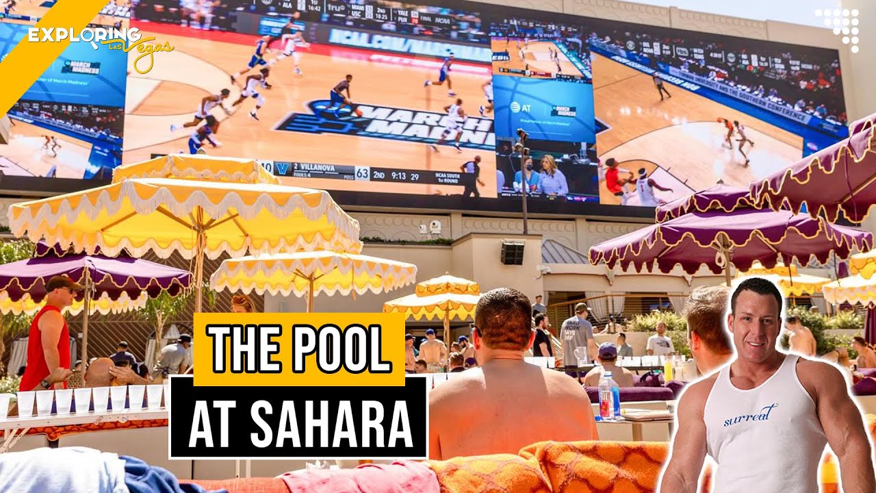 🏖️Hidden Gem Pool Day in Vegas | Full Tour of Sahara Las Vegas Pool ...