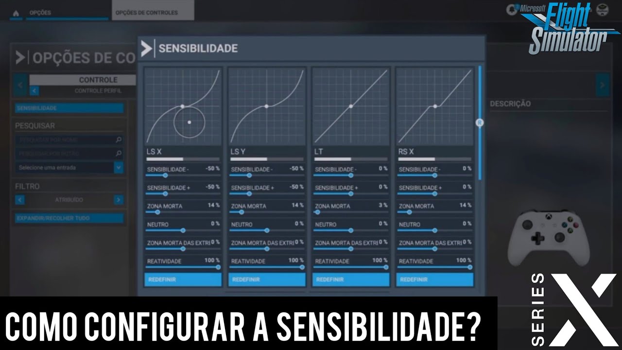 MSFS2020 TUTORIAL • Como configurar a SENSIBILIDADE do Controle ou ...
