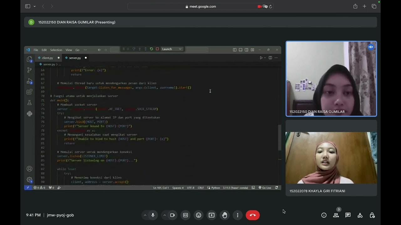 Pemrograman socket client server menggunakan bahasa pemrograman python - YouTube
