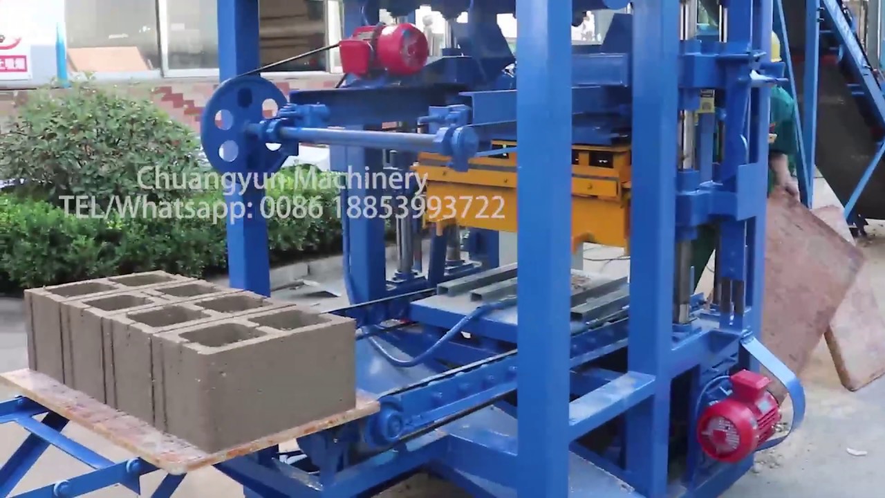 Concrete cement block making machine (QT4-24) - YouTube