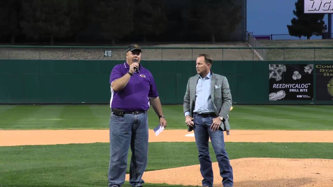 Bart Reagor's First Pitch at Midland Tournament of Champions - YouTube