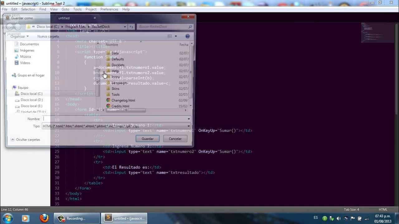 suma de dos números en Html y Javascript utilizando OnKeyUp - YouTube