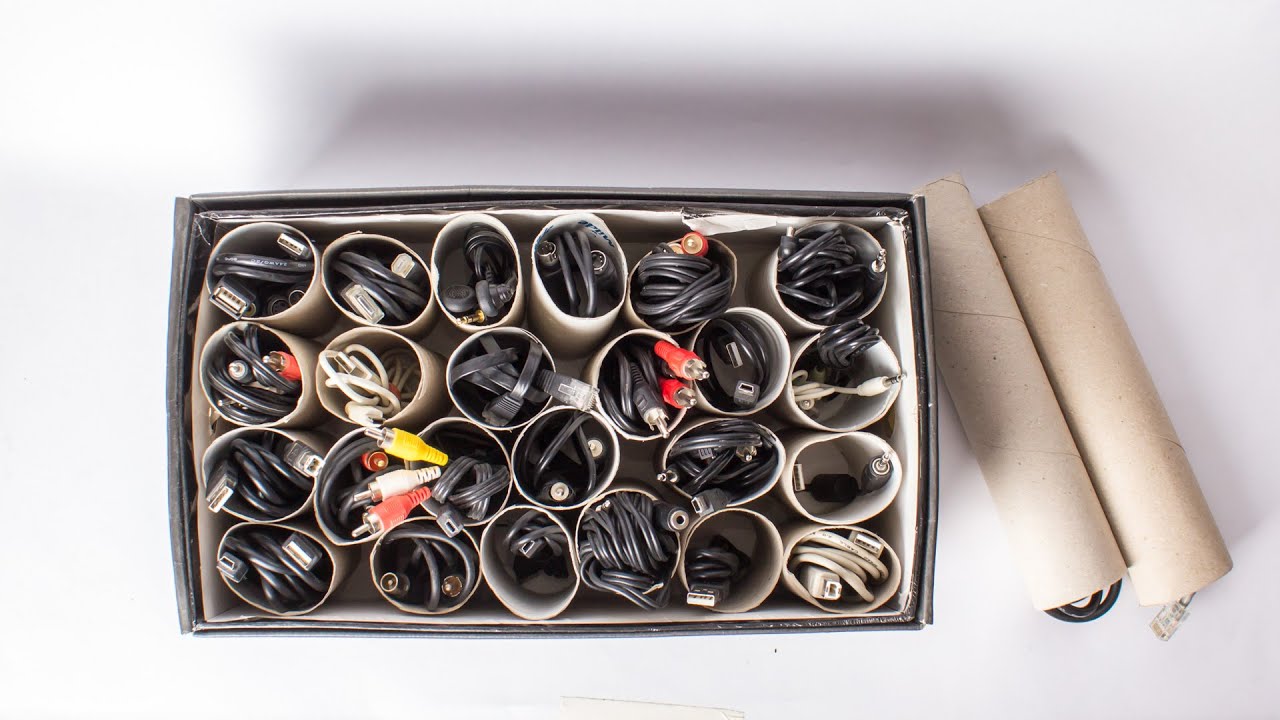 Paper Rolls Cable Organizer - YouTube