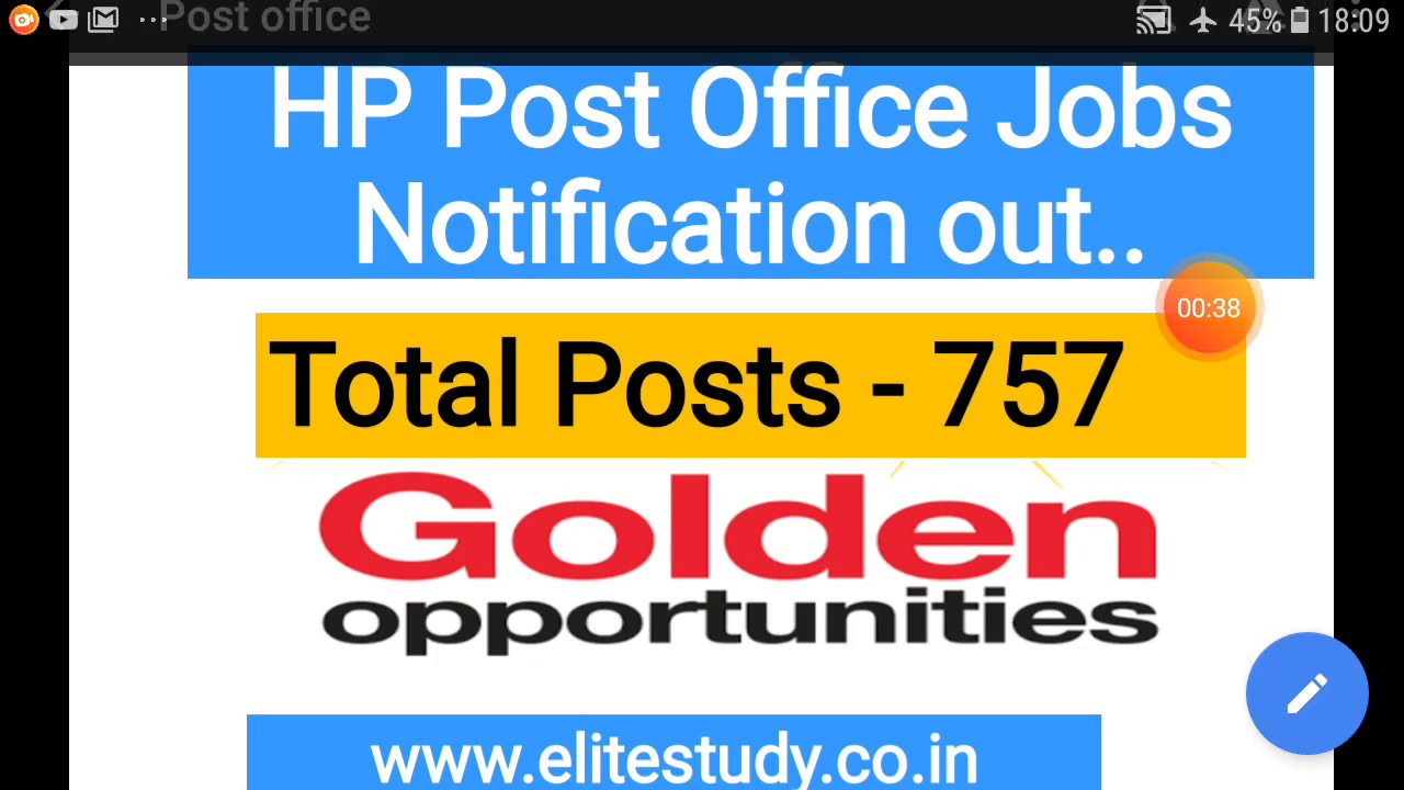 HP Post office Job Notification 2019 II Latest Govt Jobs in HP ll - YouTube