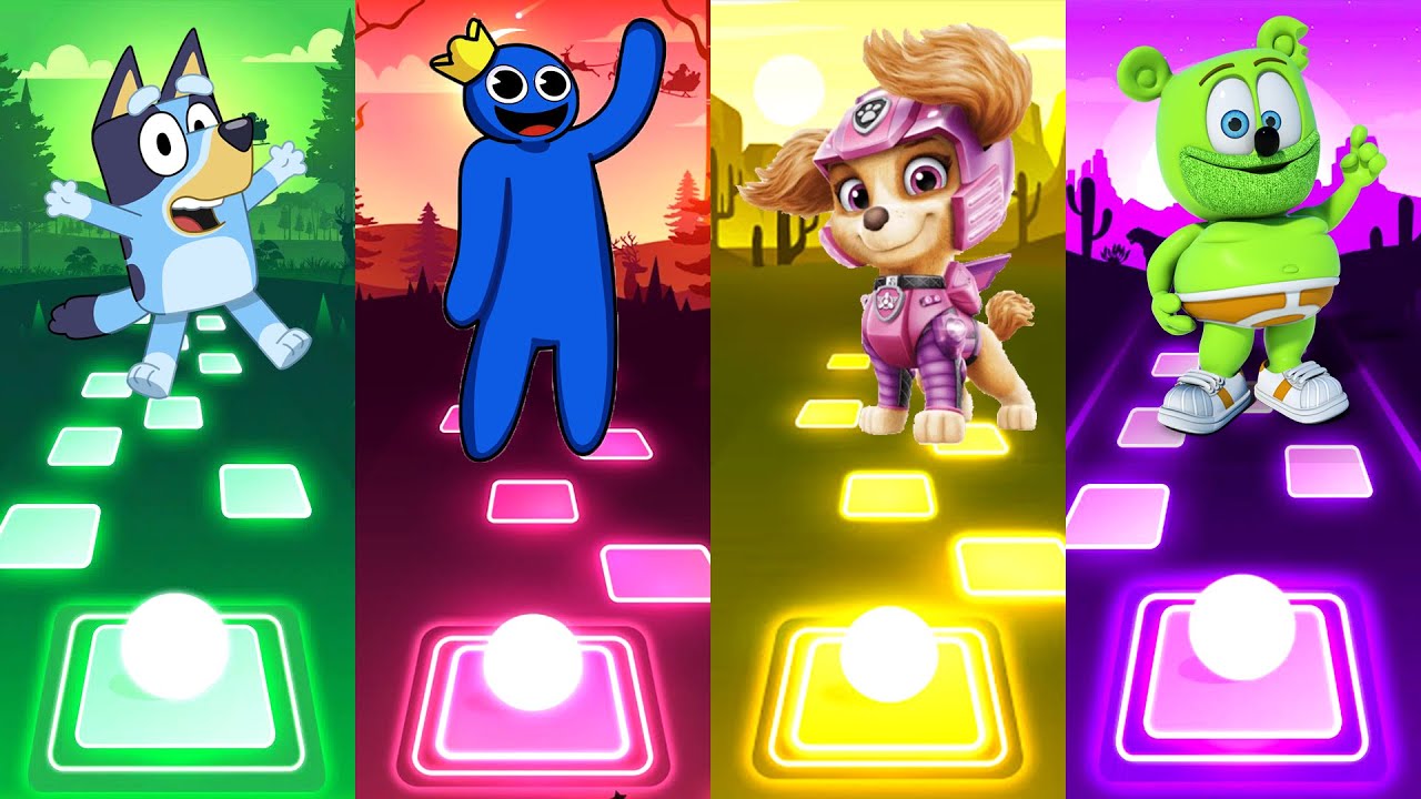 Bluey - Blue - Skye - Gummy Bear | Tiles Hop EDM Rush #tileshop # ...