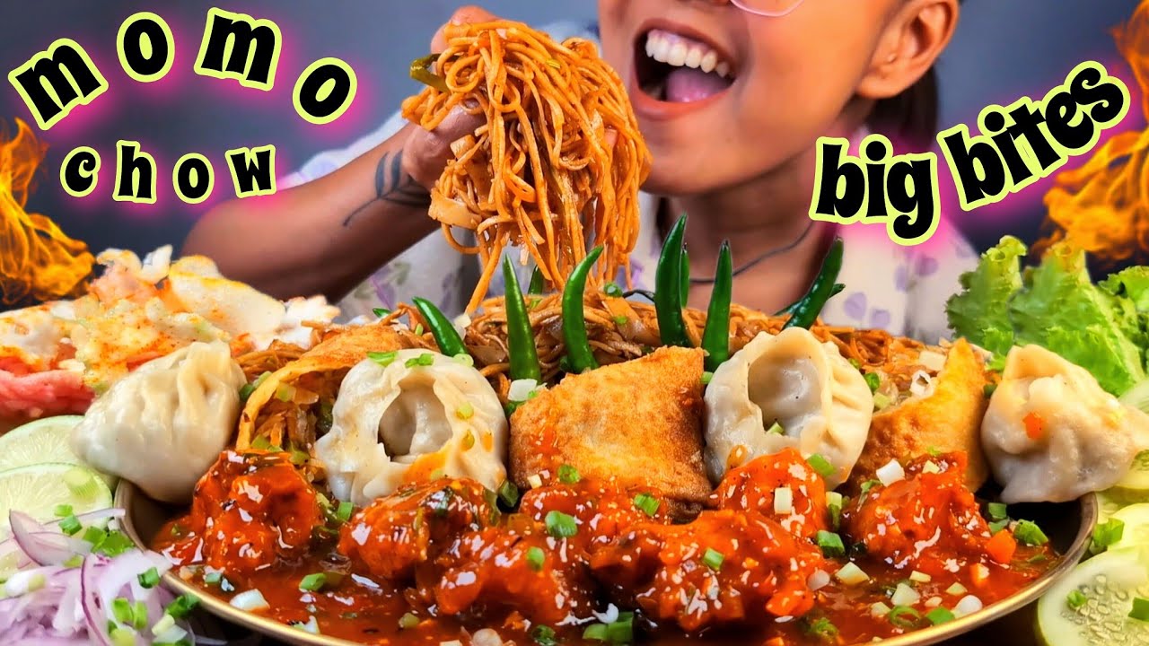 EATING VEG CHOW, VEG SPRING ROLL, VEG MOMO, VEG MANCHURIAN | EATING BIG ...