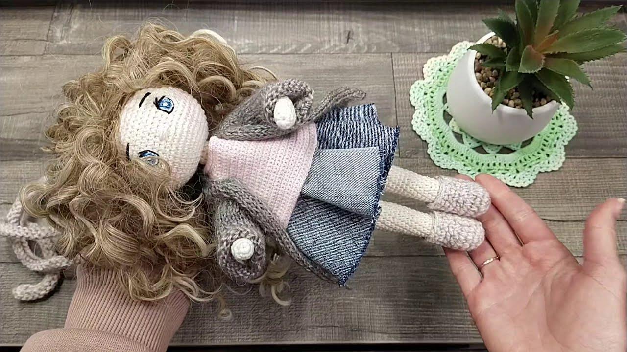 Кукла. Салфетки. Пряжа для волос. - YouTube