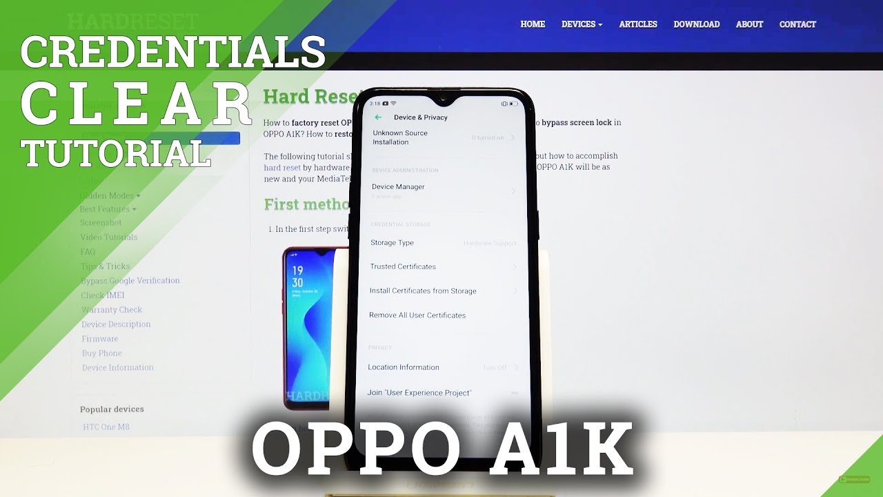 How to Clear Credentials in OPPO A1K – Erase All Certificates - YouTube