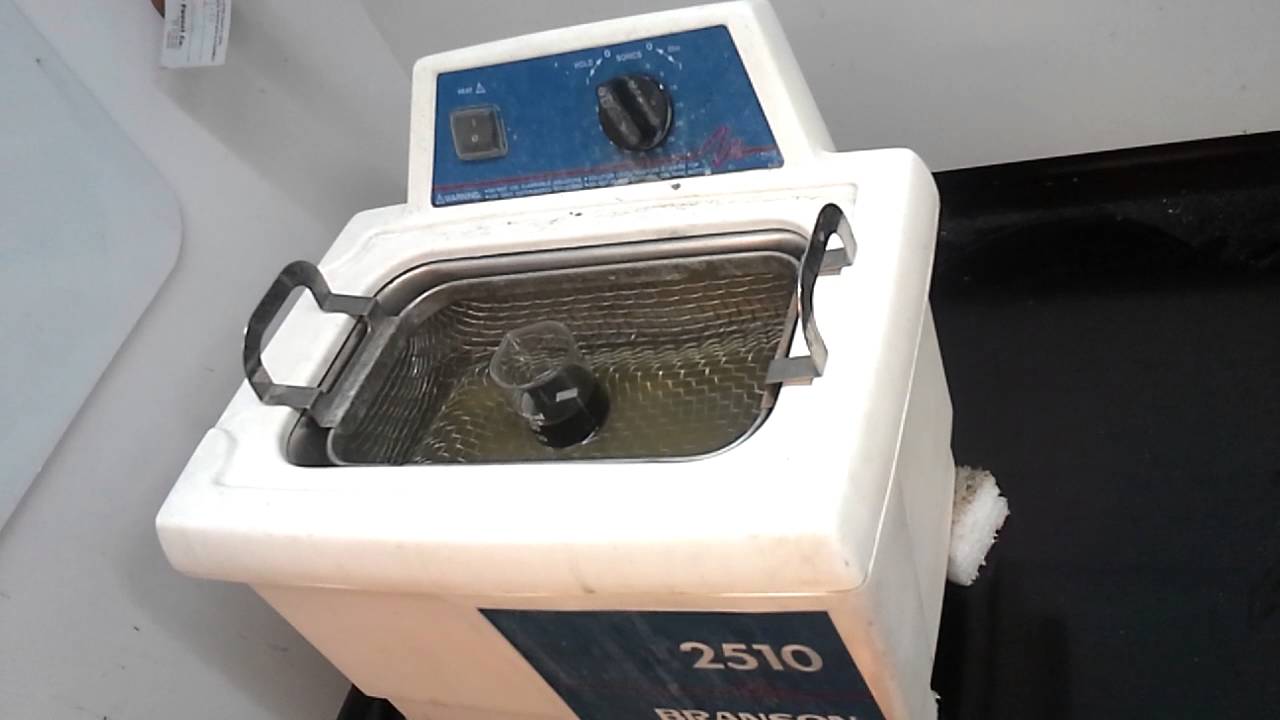 SEM sample cleaning in a Branson 2510 ultrasonic cleaner - YouTube