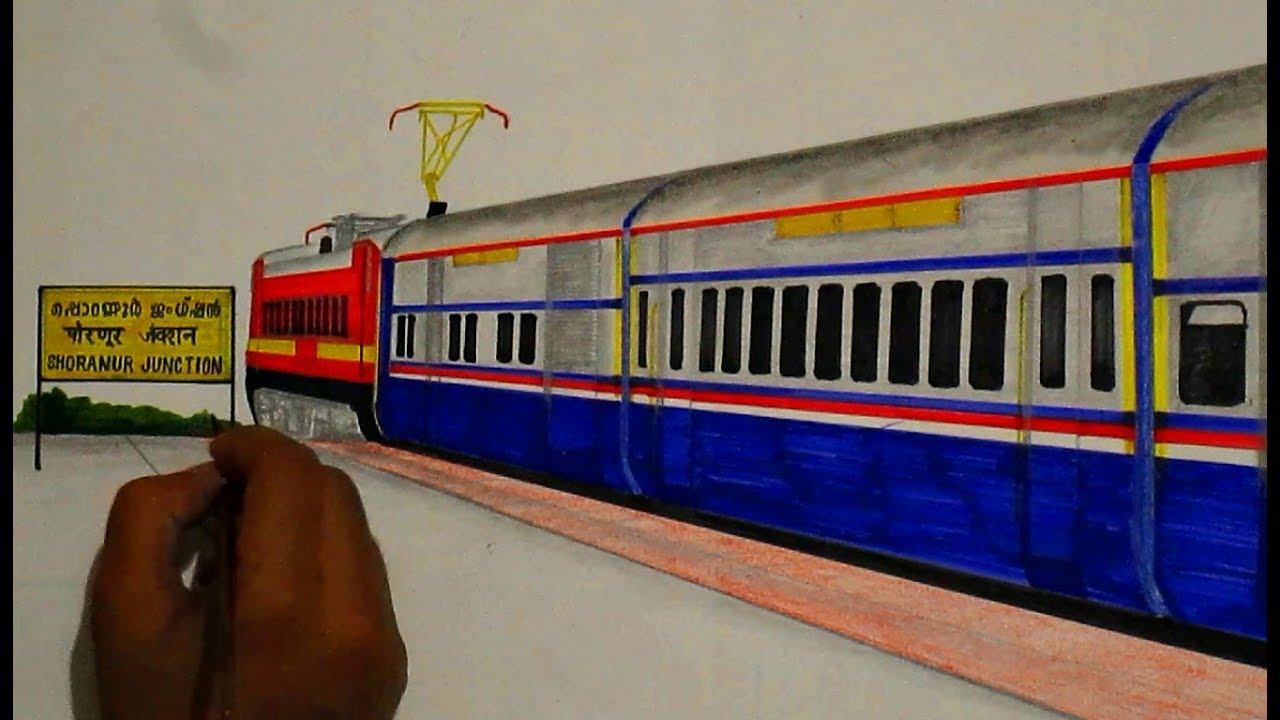 Venad Express Departing Shoranur - Drawing - YouTube