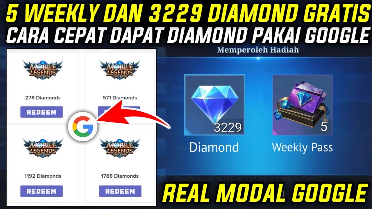 5 WEEKLY DAN 3229 DIAMOND GRATIS DARI GOOGLE - CARA CEPAT DAPAT DIAMOND ...