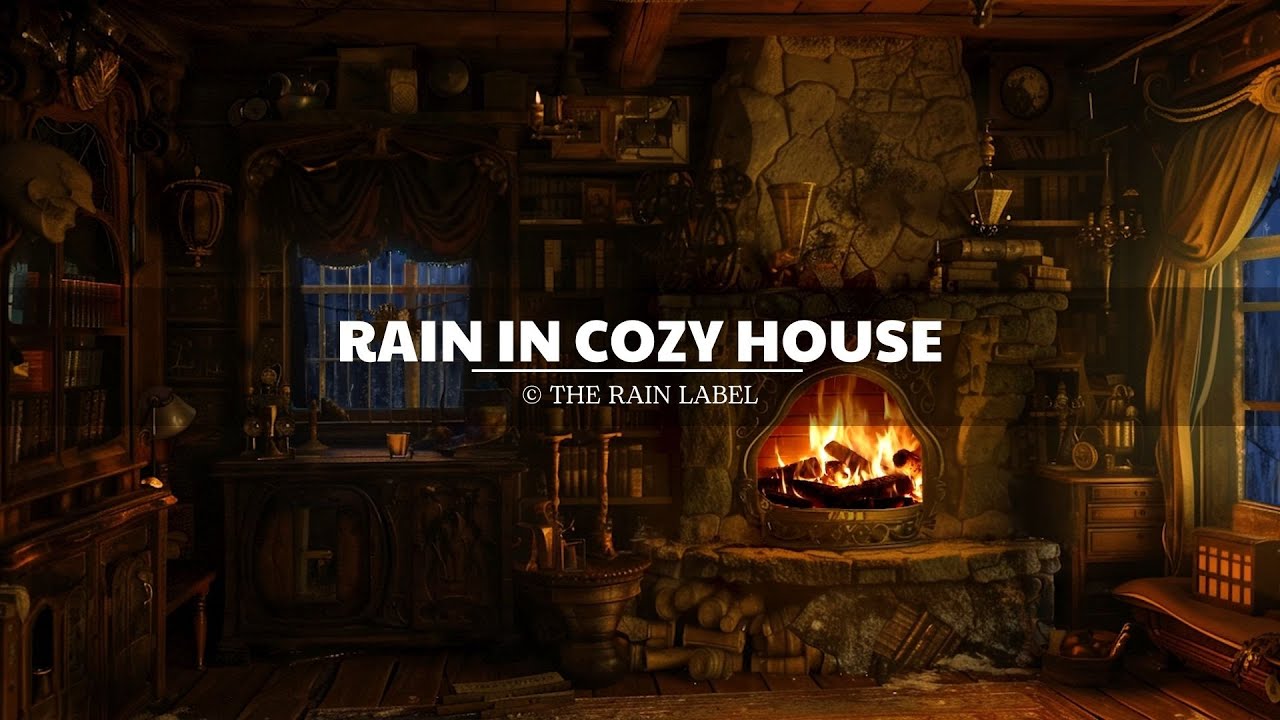 Cracking Fireplace Sounds - Cozy Ambience and Rain Chill for Relaxation ...