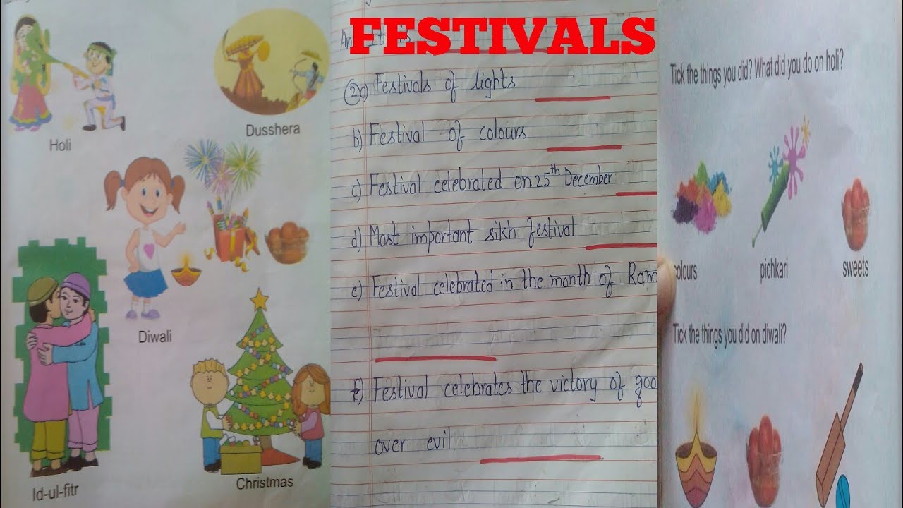 Class 1, EVS -Chapter=Festivals||1st class ke baccho ke liye Worksheet ...