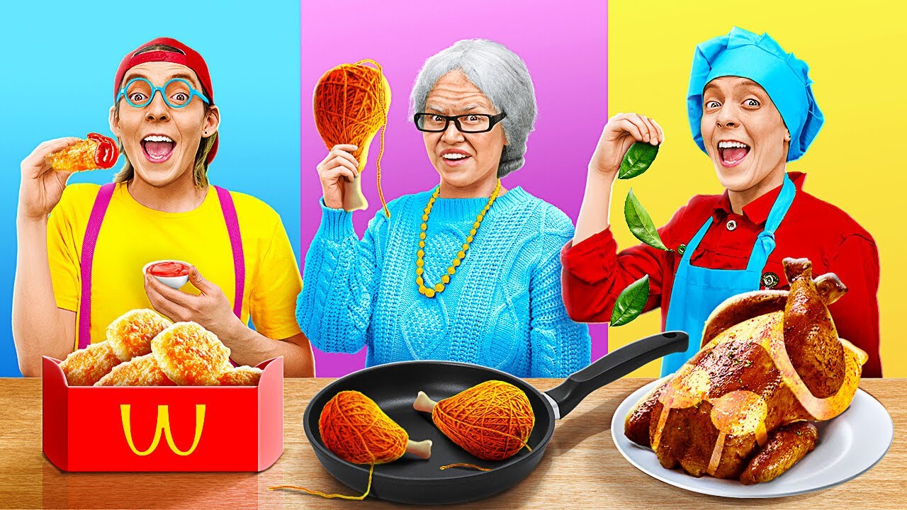 TANTANGAN MEMASAK AKU VS NENEK || Ide Gila Untuk Memasak Seperti Koki ...