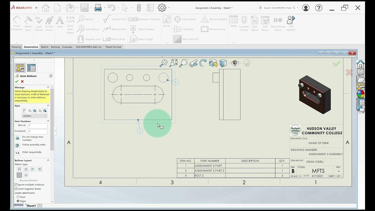 CAD with #Solidworks: Assembly Drawing, Bill of Materials, Part ...