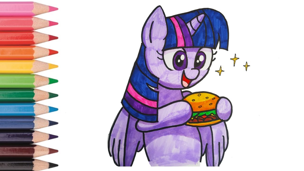 🌈How to Draw Twilight Sparkle Eating a Burger ️My Little Pony💕Step by ...
