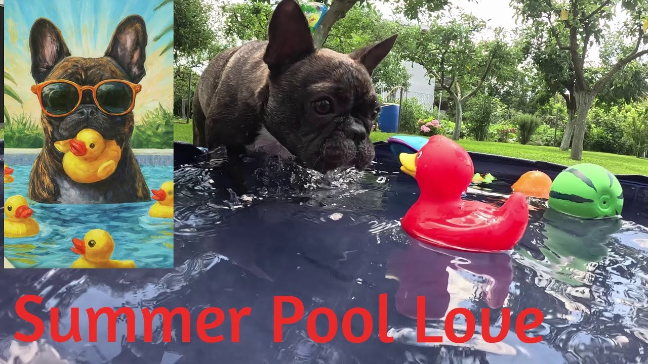 Frenchie meets Ducky at the pool (Udio AI song background) - YouTube