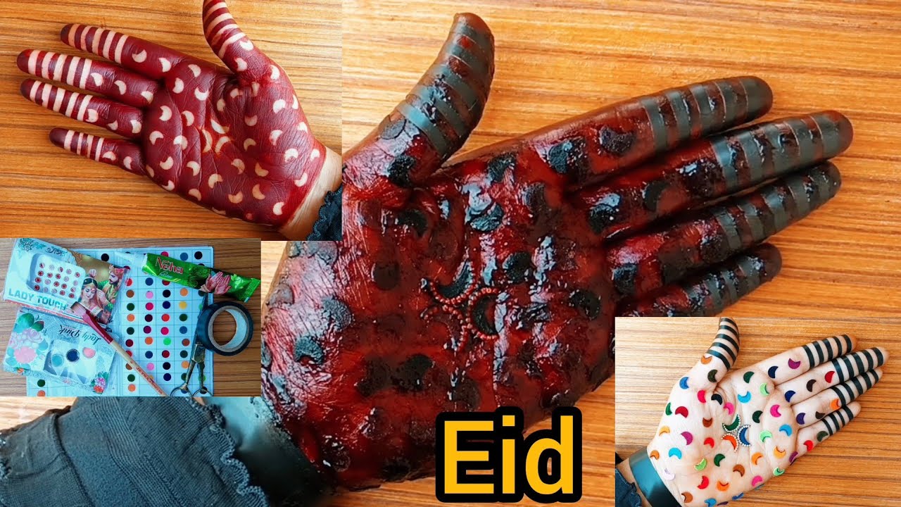 Eid Special Half Moon Mehndi Design Using Bindi and Cello Tape|Bharwa ...