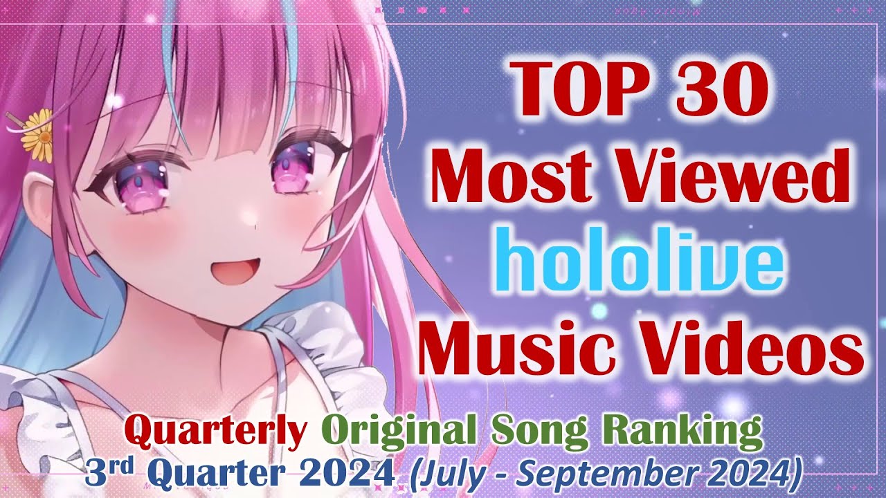 [TOP 30] Hololive Original Songs on YouTube - 3rd Quarter 2024 - Music ...