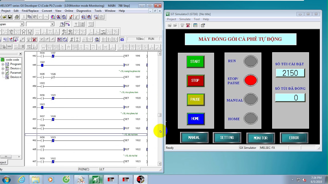Mô phỏng giao diện HMI GT Designer 3 & GX Developer - YouTube