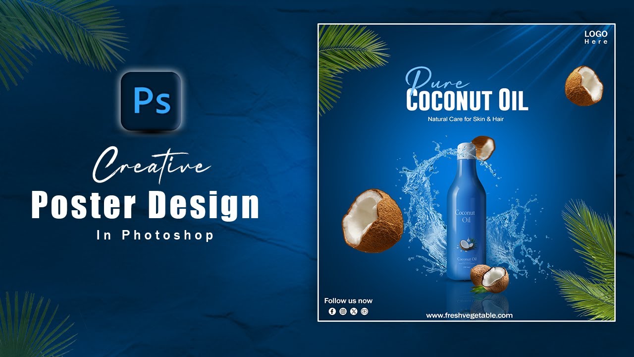 Coconut Oil Social Media Poster Design in Photoshop | Graphic Design ...
