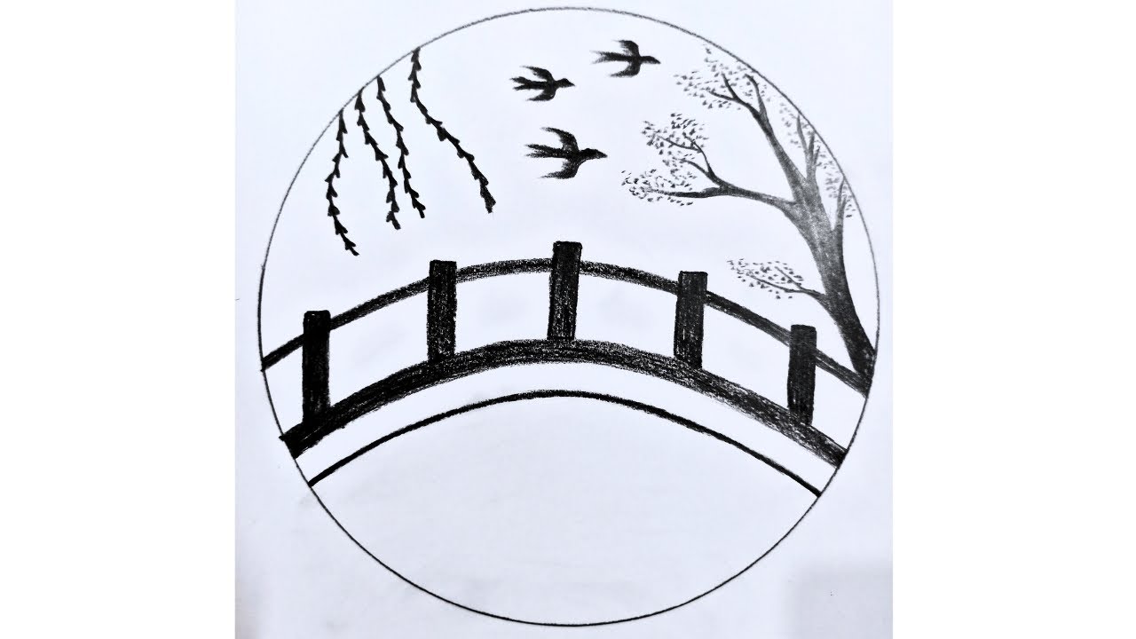 The Beauty of Flying Birds😍|| Easy Drawing Scenery || Easy circle ...