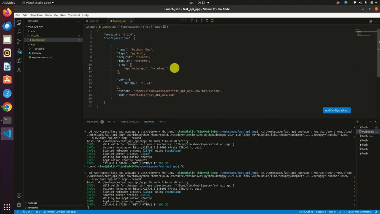Debug Fastapi With Vs Code Launchjson Youtube