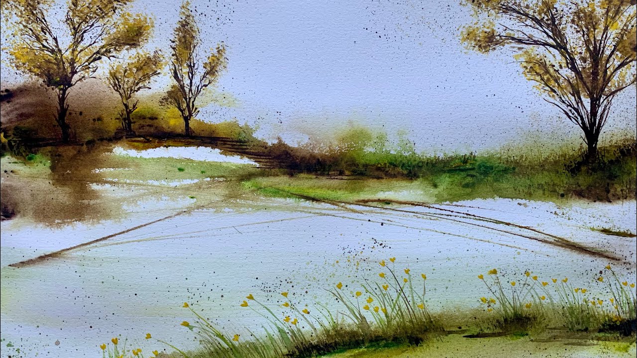 South Downs Summer Landscape Tutorial, Easy Watercolor Painting with ...