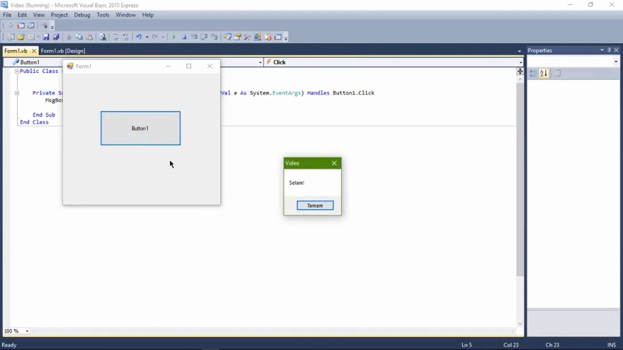Visual Basic Butona Tıklayınca MsgBox Çıkarma | #1 - YouTube