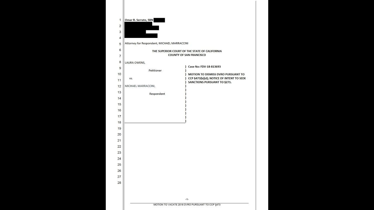 Reading: Motion to Dismiss DVRO + Sanctions + Omar Serrato Declaration ...