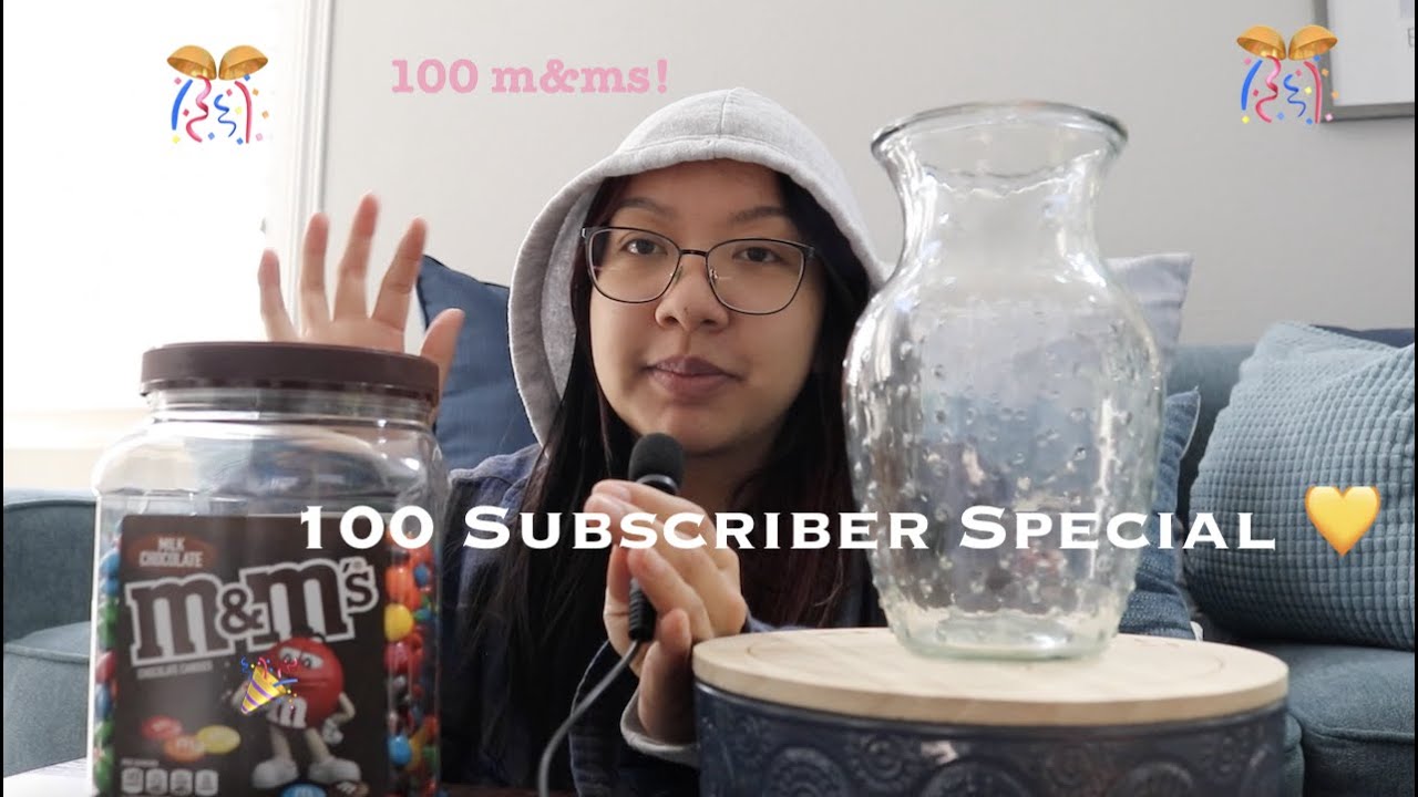 ASMR counting out 100 m&ms for 100 subscribers!! (whispering) - YouTube